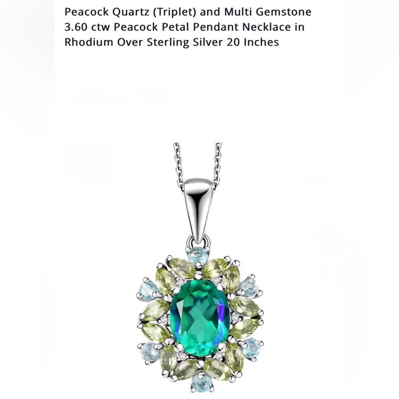 Jewelry | Peacock Quartz Multi Gemstone 36 Ctw Peacock Petal Pendant ...